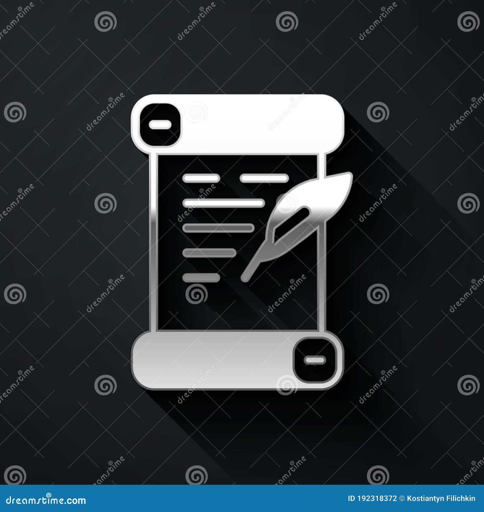 Silver Decree, Paper, Parchment, Scroll Icon Icon Isolated on Black ...