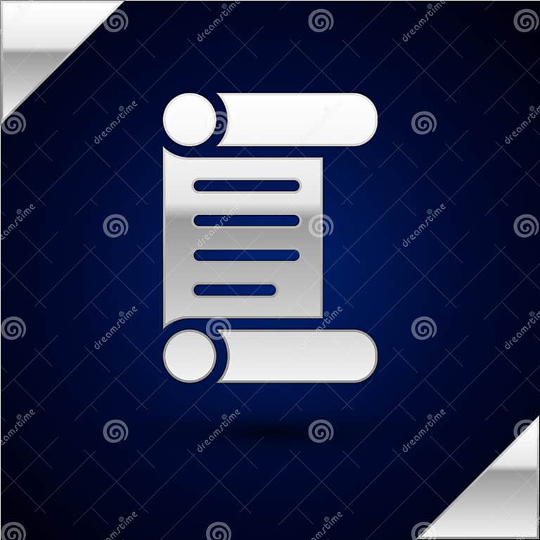 Silver Decree, Paper, Parchment, Scroll Icon Icon Isolated on Dark Blue ...