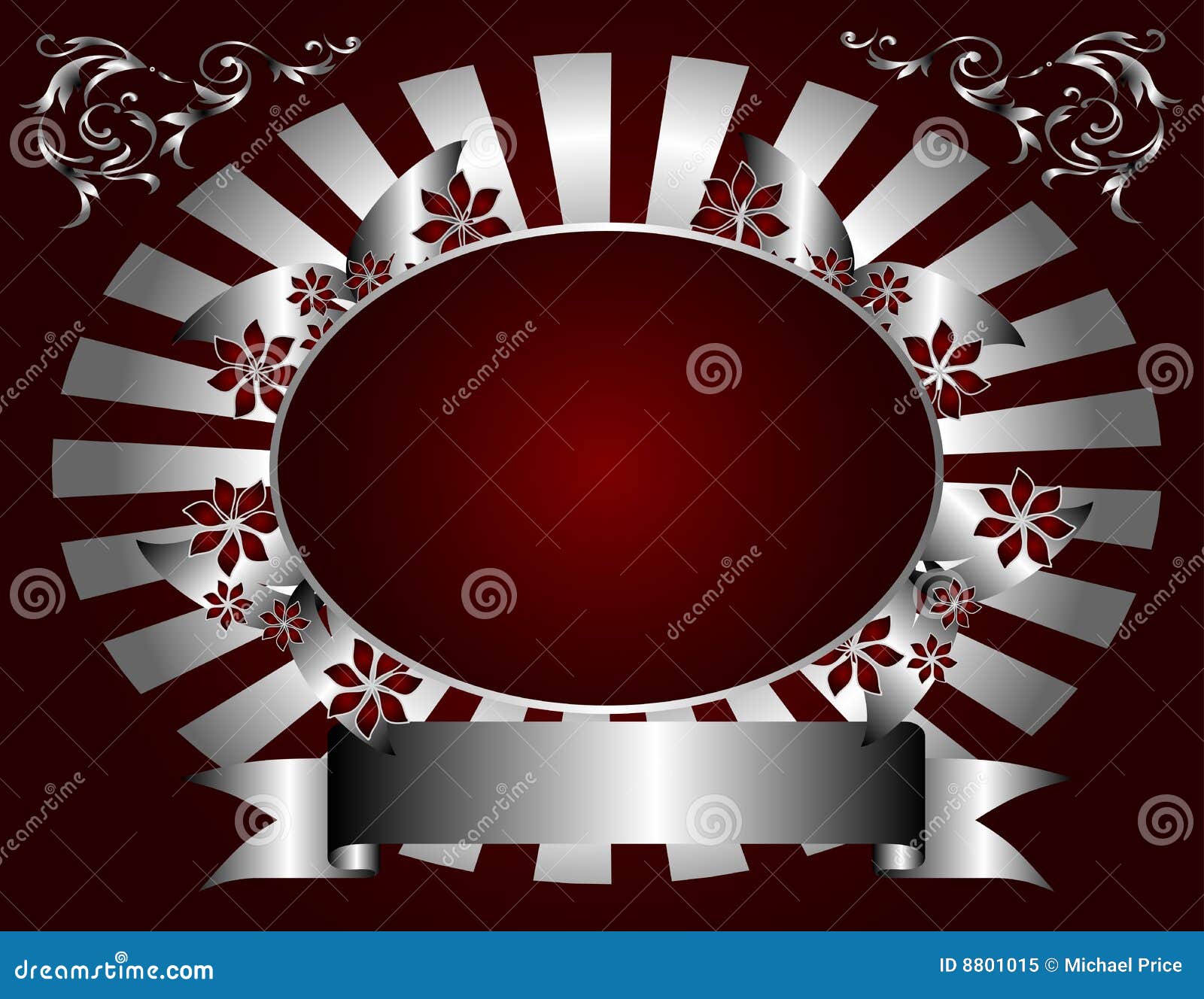 Silver and Deep Red Floral Backround Stock Vector - Illustration of ...