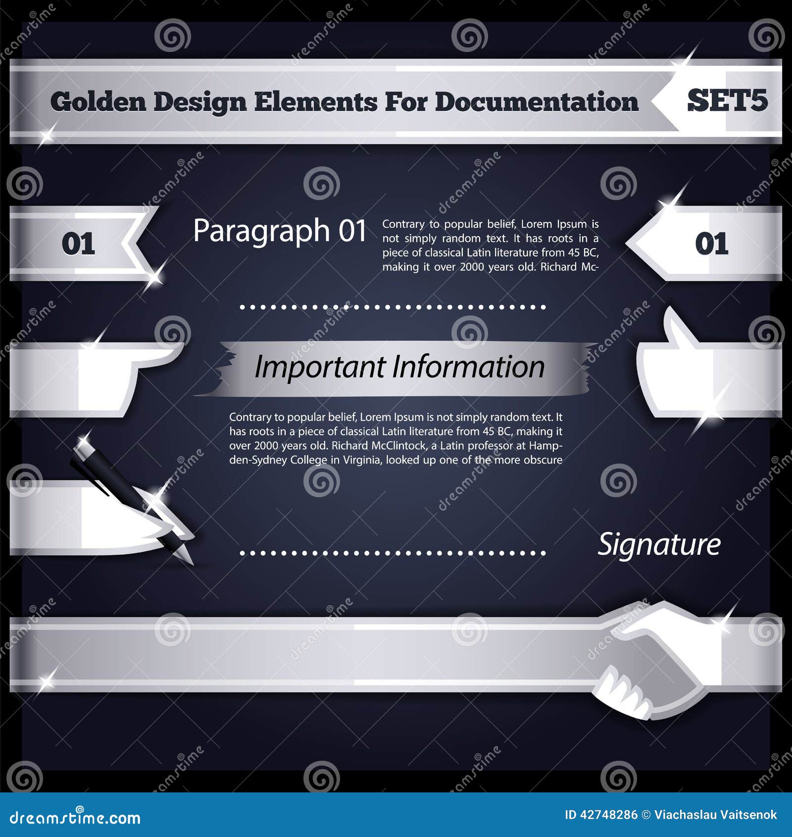 Silver Design Elements for Documentation Set5 Stock Vector ...