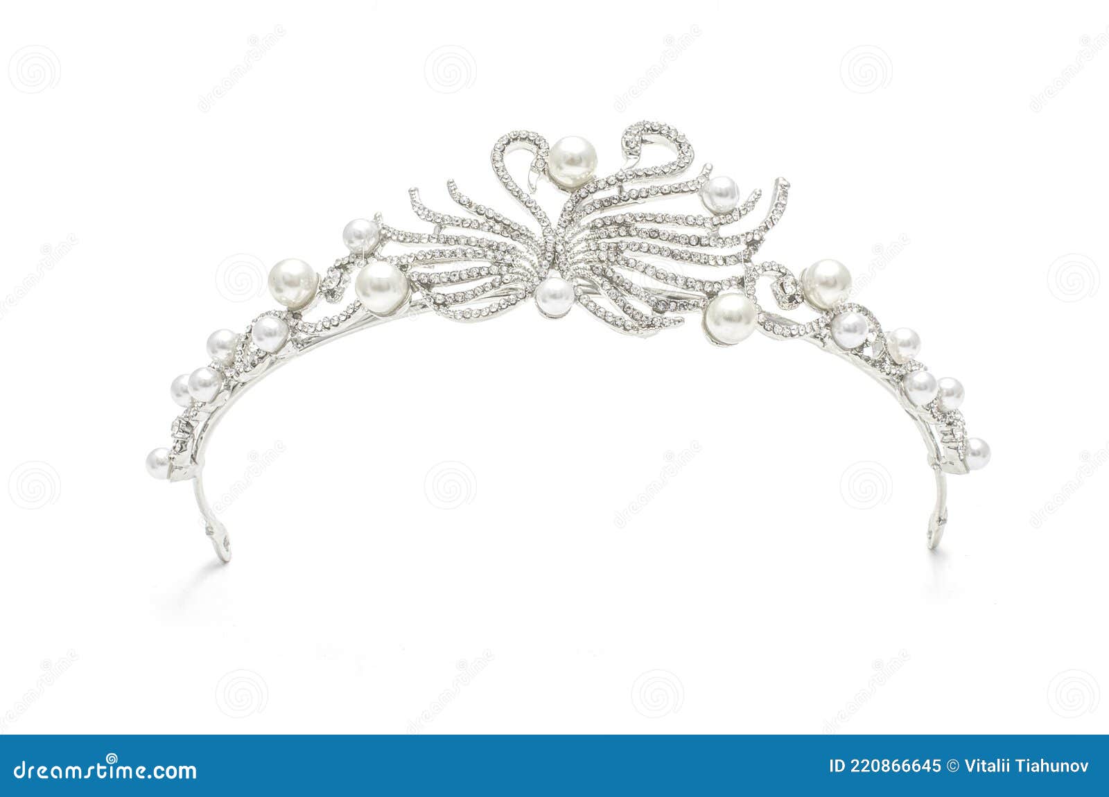Silver Diadem with Swans Isolated on White Stock Image - Image of ...
