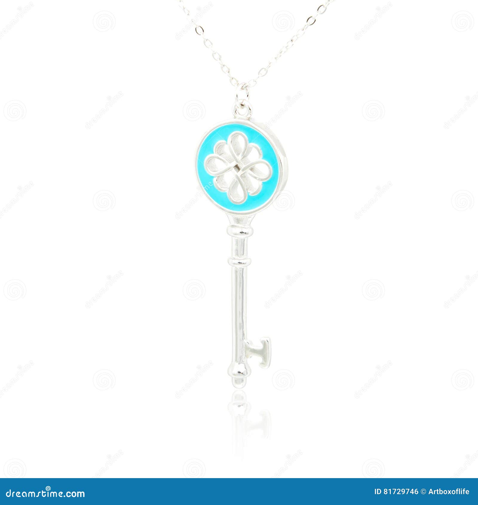 Silver Diamond Key Pendant Isolated on White Stock Photo - Image of ...
