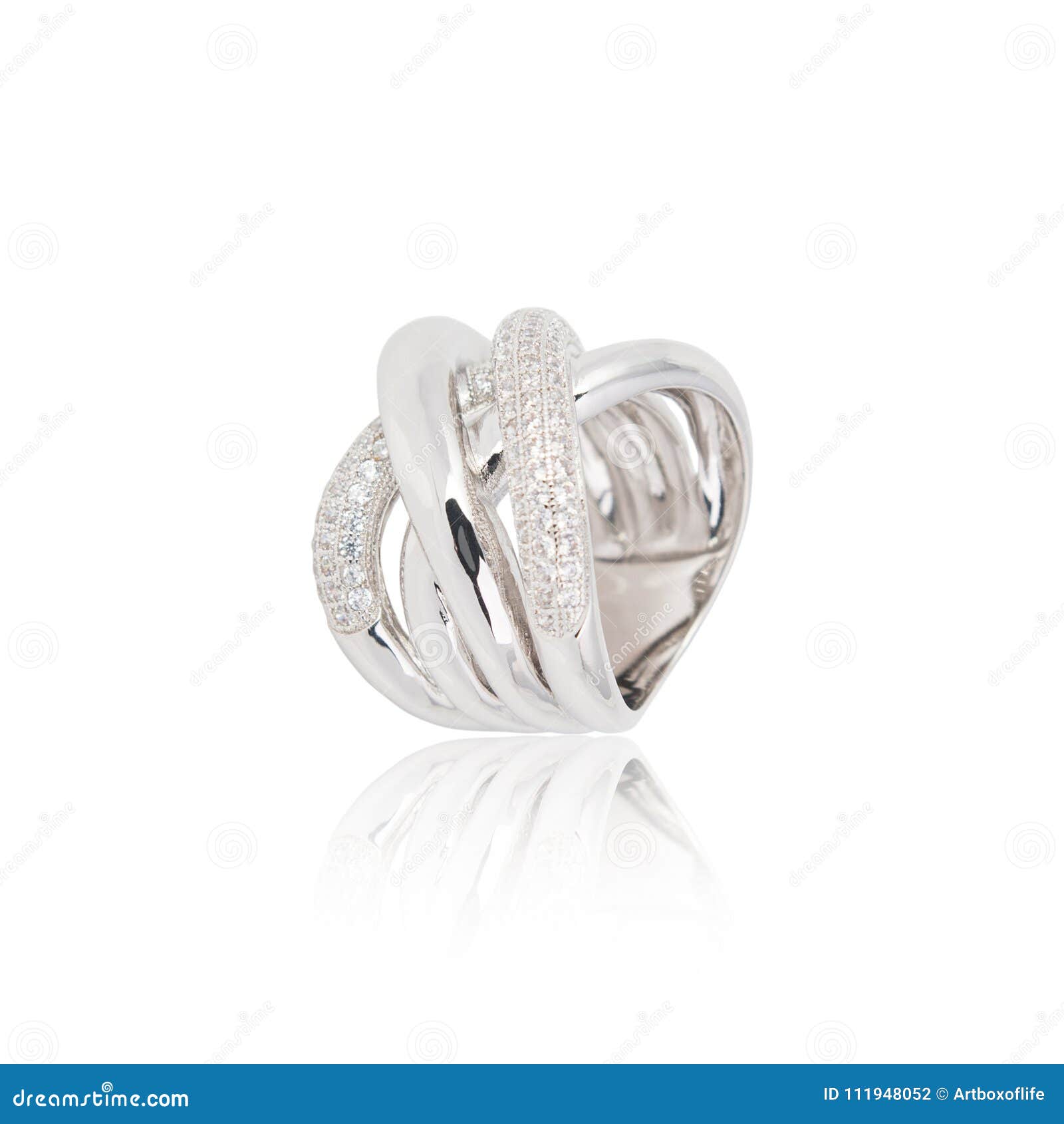 Silver Diamond Ring Isolated on White Stock Photo - Image of romance ...