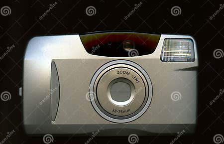 Silver digital camera stock image. Image of film, zoom - 15935219