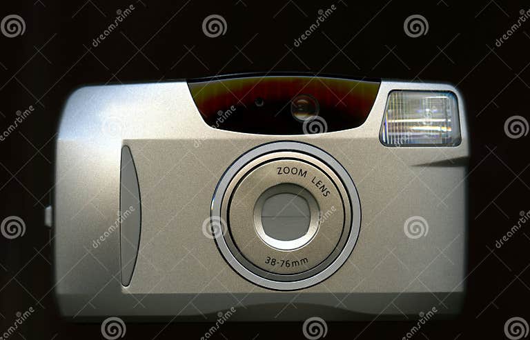 Silver digital camera stock image. Image of film, zoom - 15935219