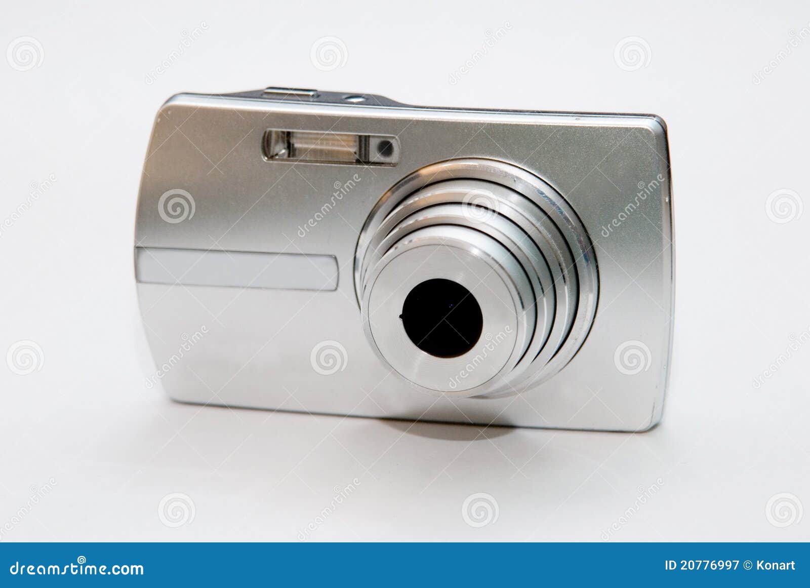 Silver Digital Camera on White Background Stock Image - Image of ...