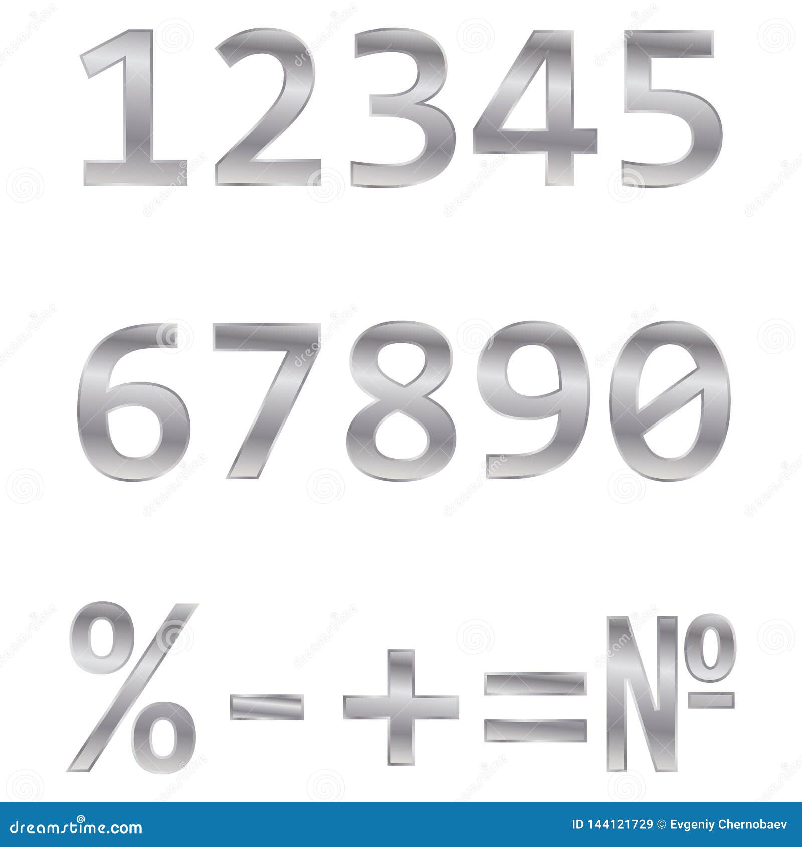 Silver Digital Numbers Vector Eps10. Digitals Numbers Icons. Stock ...