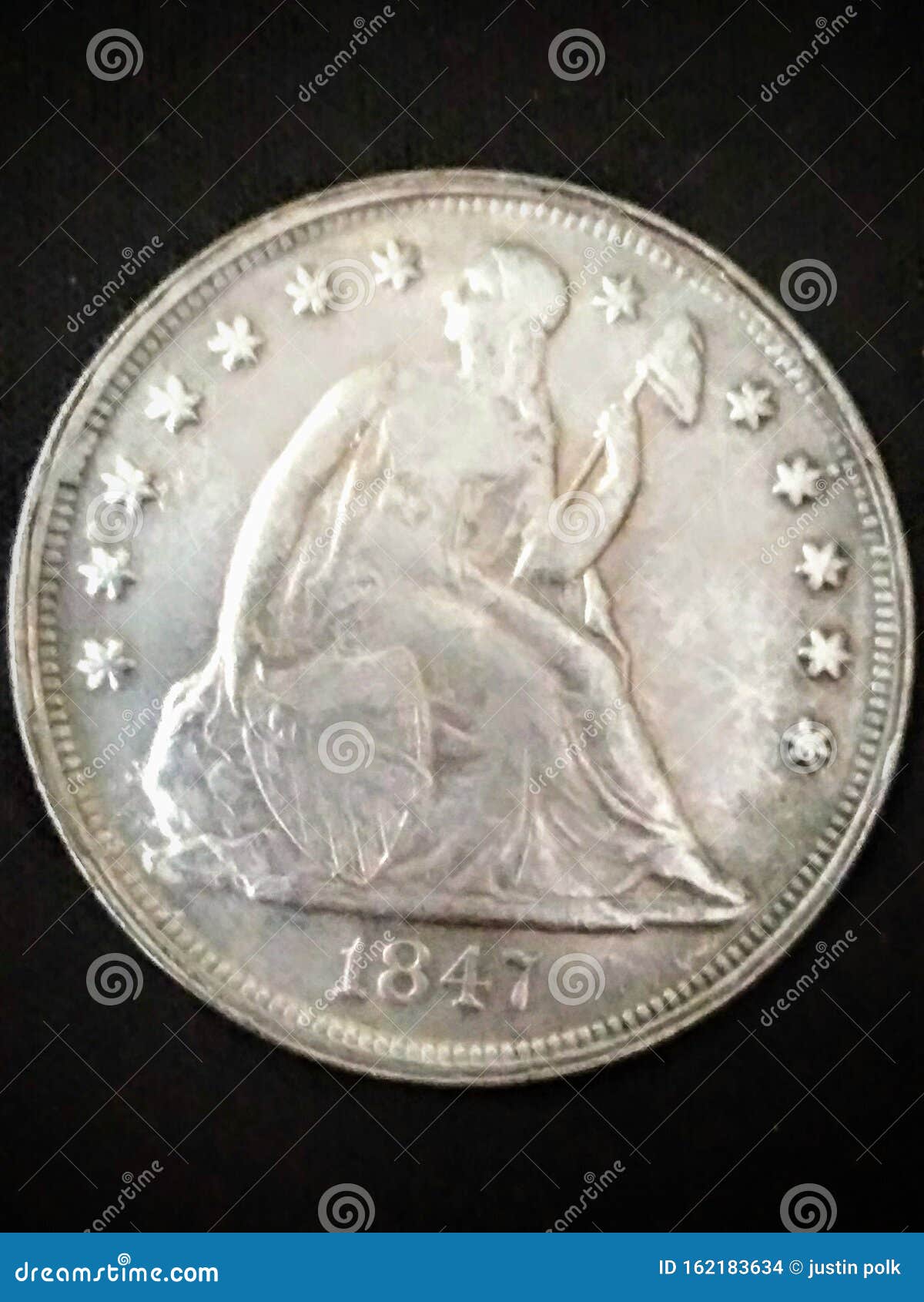 Silver Dollar Coin 1847 stock photo. Image of coin, 1847 - 162183634