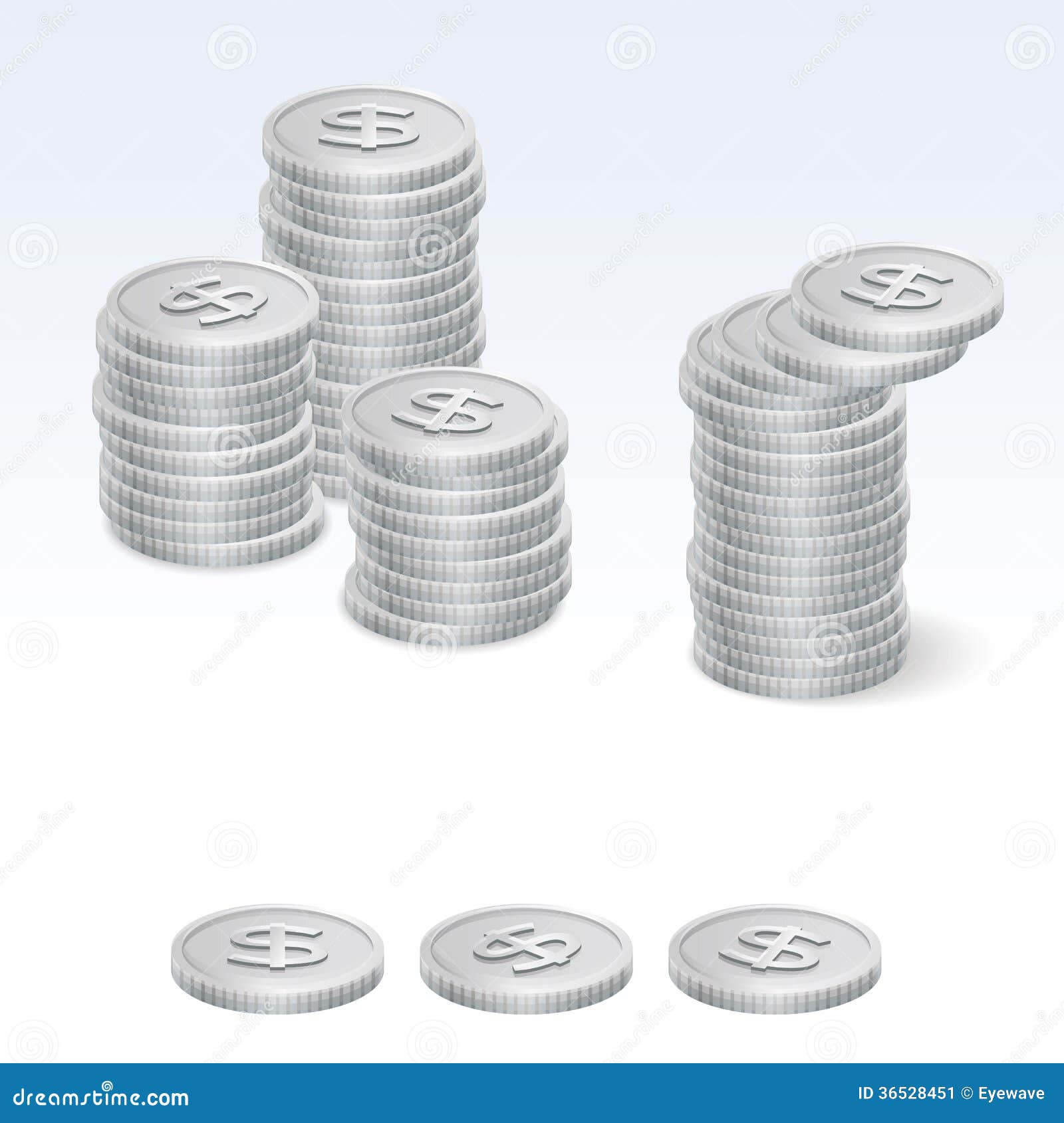 Silver Dollar Coin Stack Vector Icons Stock Vector - Illustration of ...