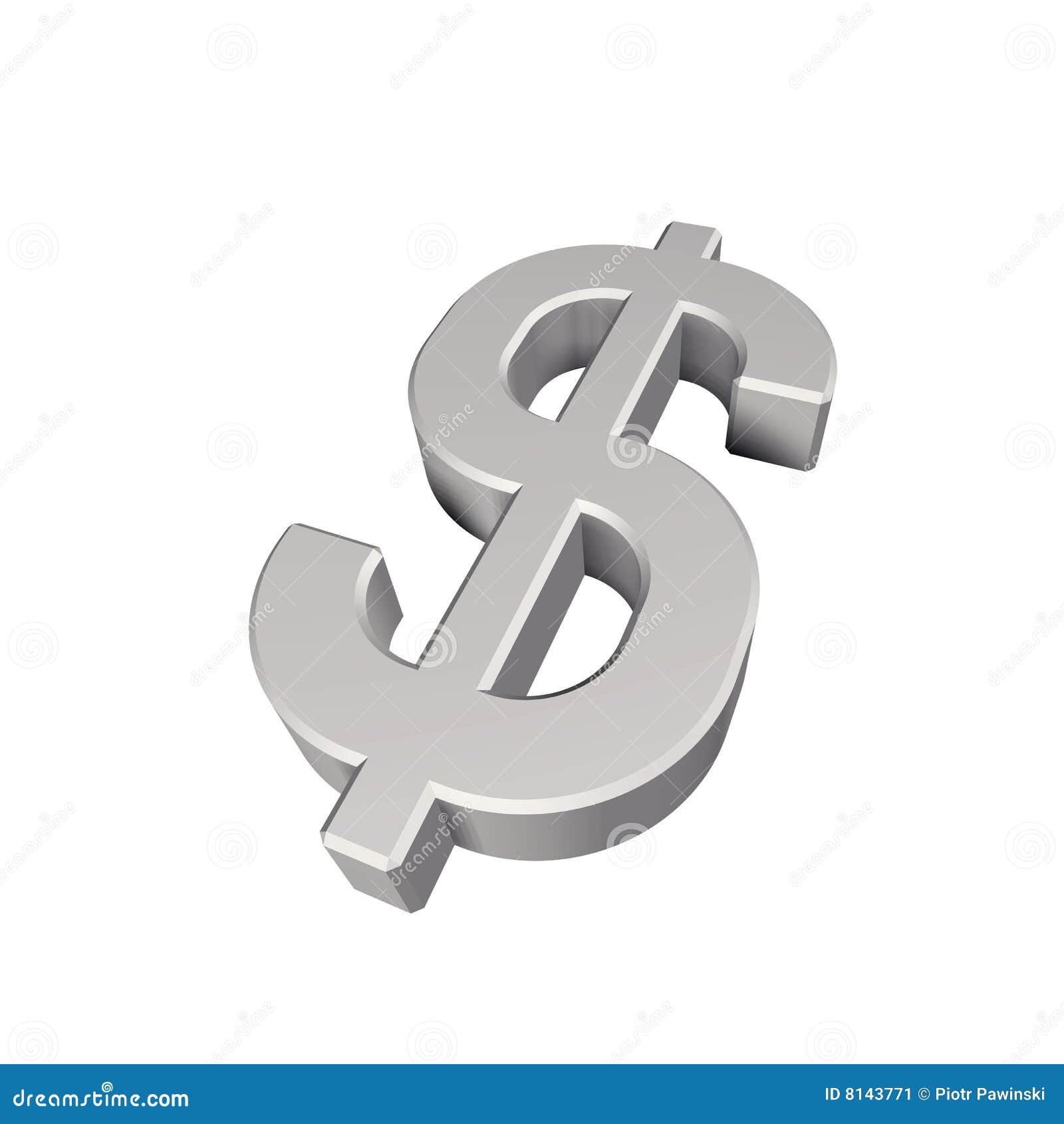 Silver Dollar Sign Isolated on White Stock Illustration - Illustration ...