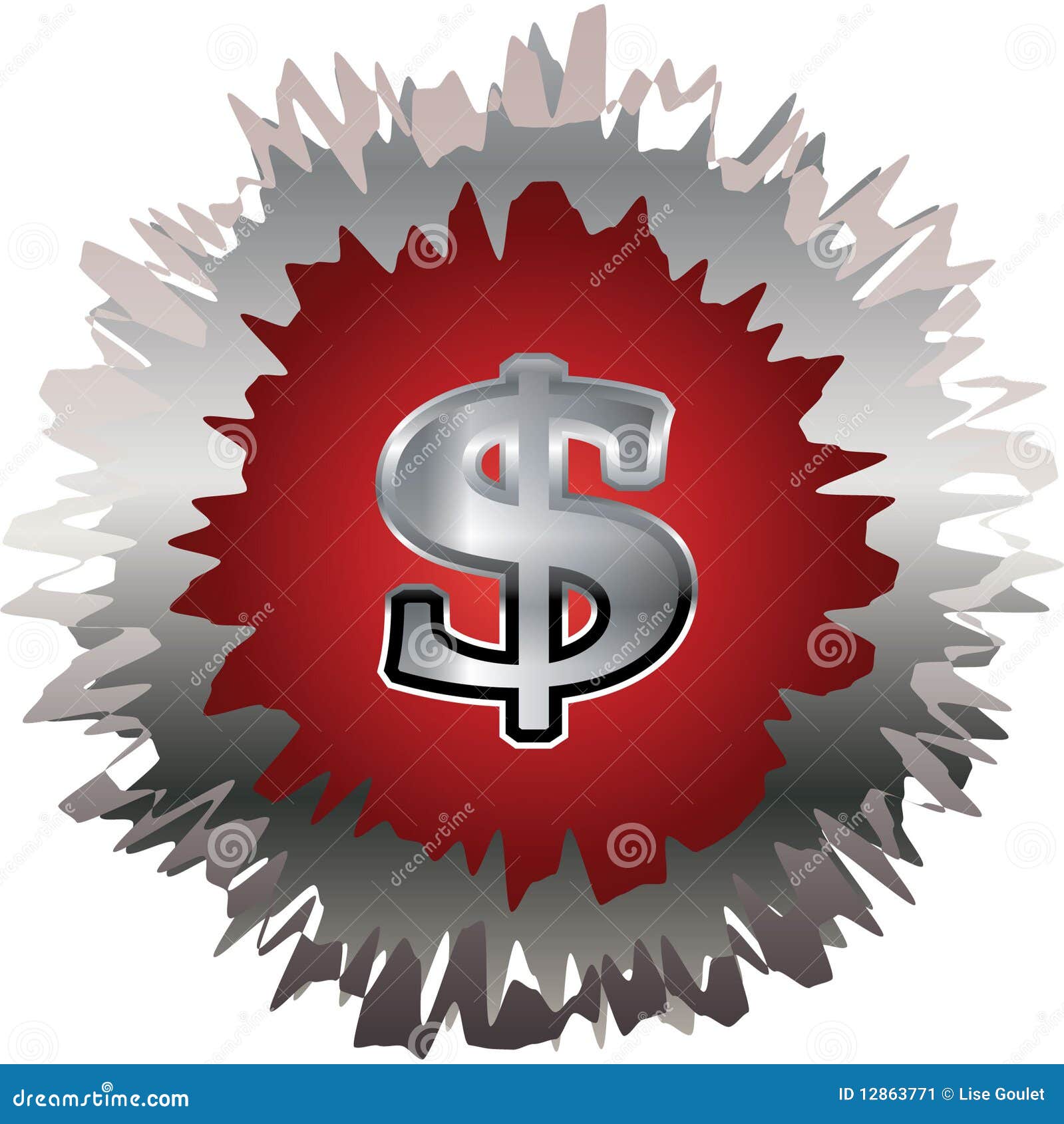 Silver Dollar Sign Symbol stock vector. Illustration of metal - 12863771