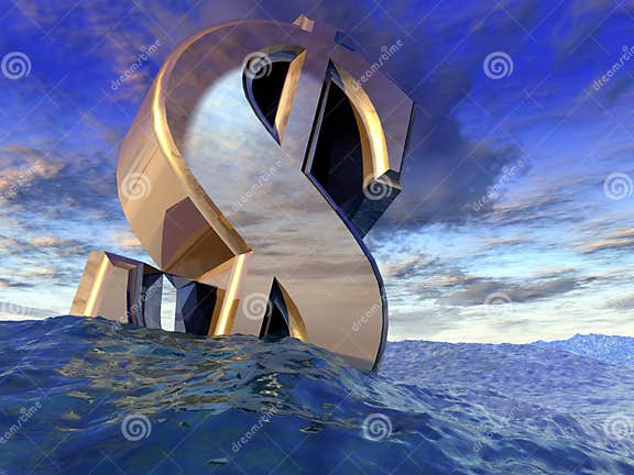 Silver dollar sinking stock illustration. Illustration of silver - 986805