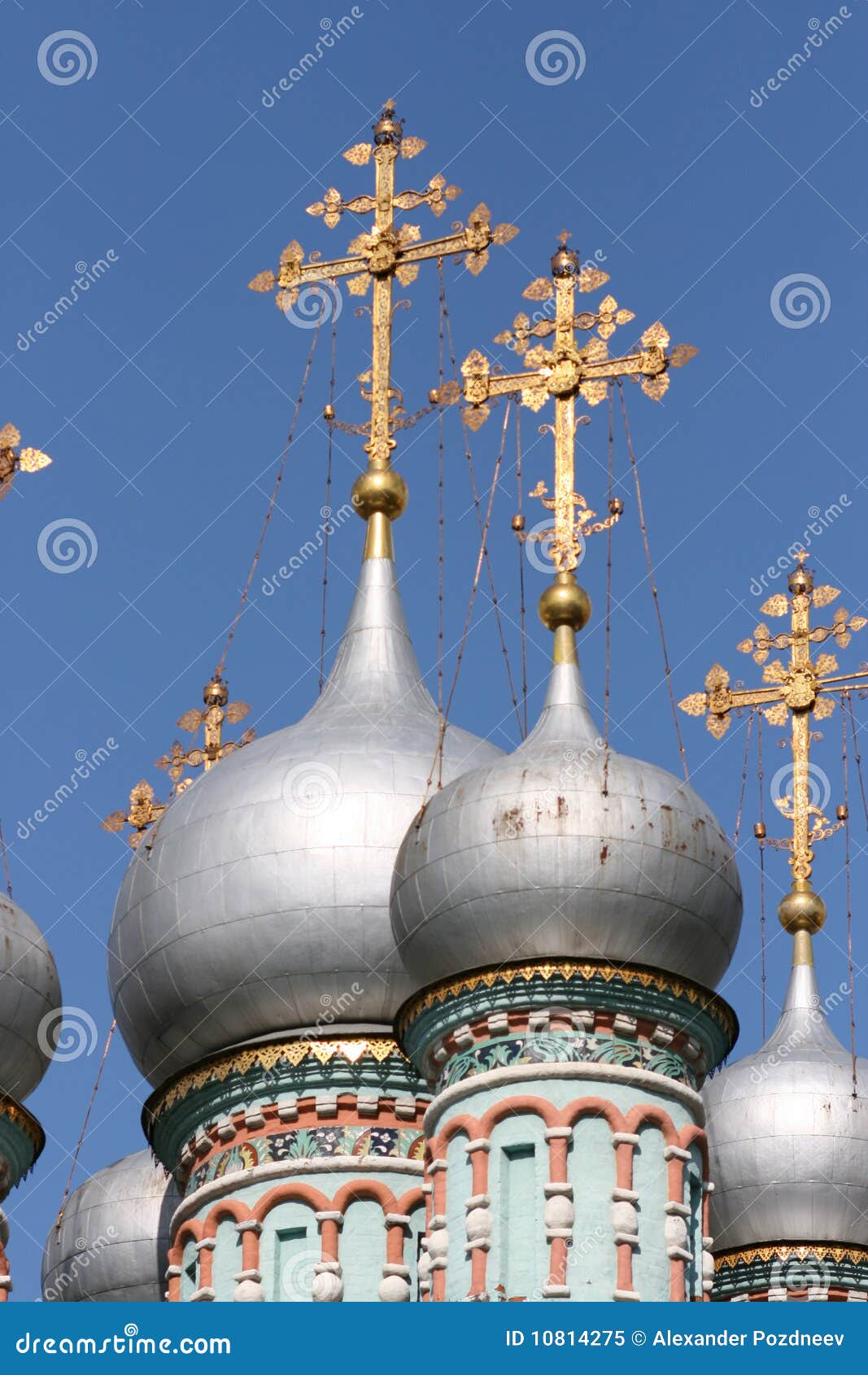 Silver Domes of Orthodox Church Stock Image - Image of cross, faith ...