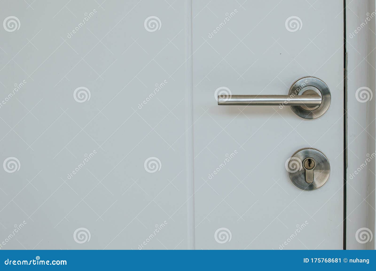 A silver door handle stock image. Image of exit, background - 175768681