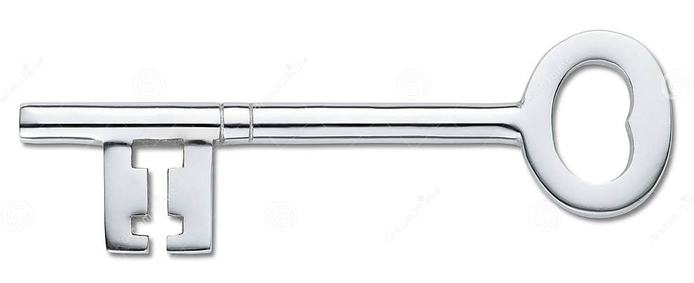 Silver Door Key Isolated on White (clipping Path) Stock Photo - Image ...