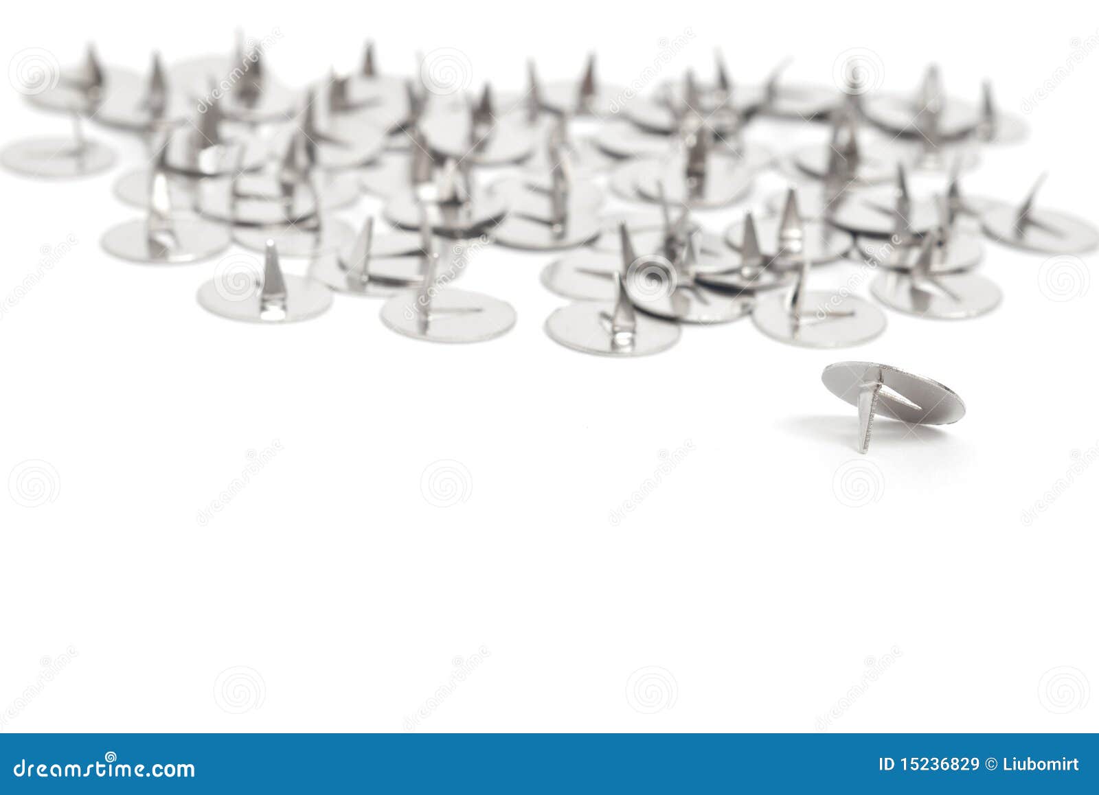 Silver drawing pins stock image. Image of equipment, pushpin - 15236829