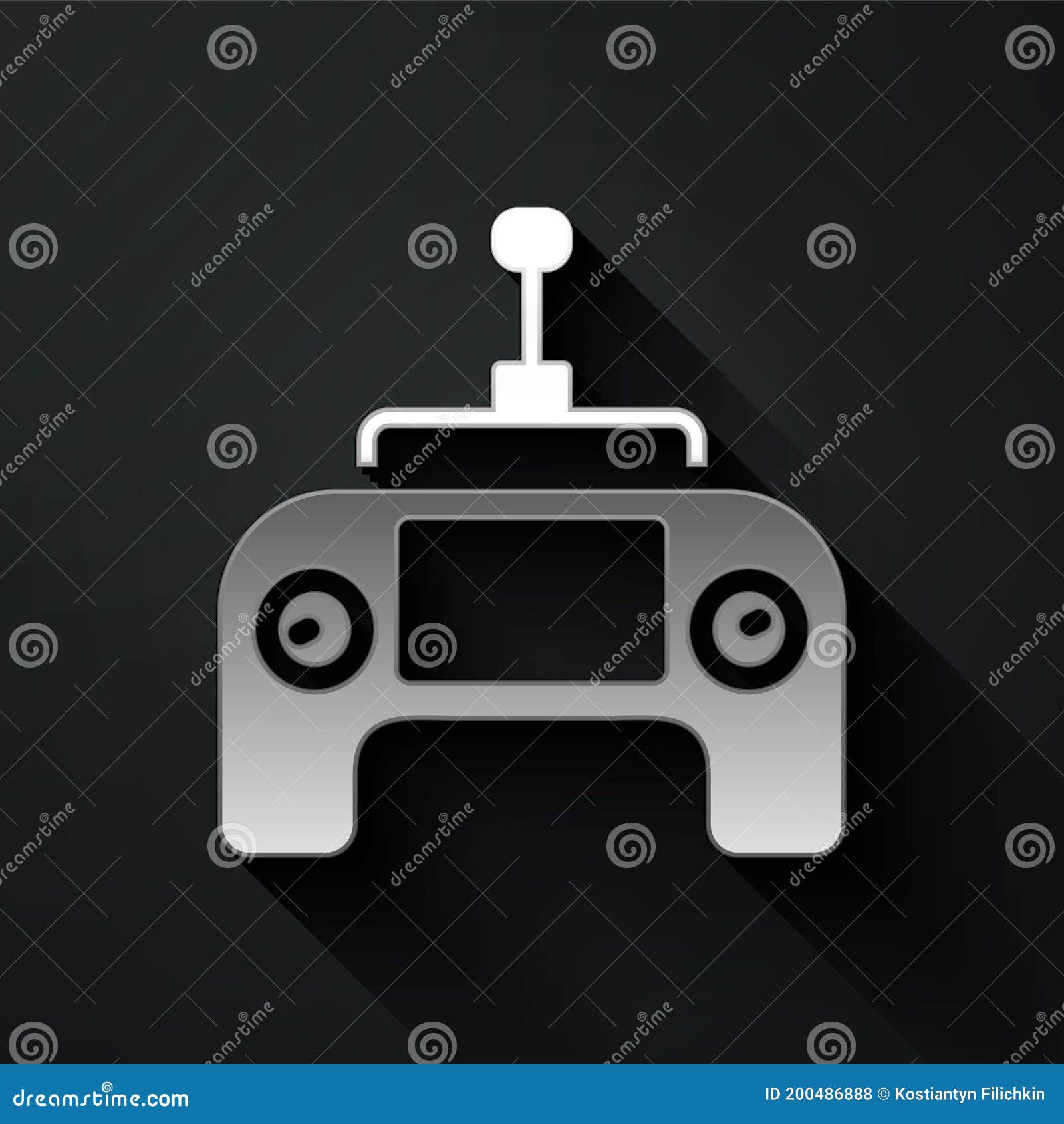 Silver Drone Radio Remote Control Transmitter Icon Isolated on Black ...