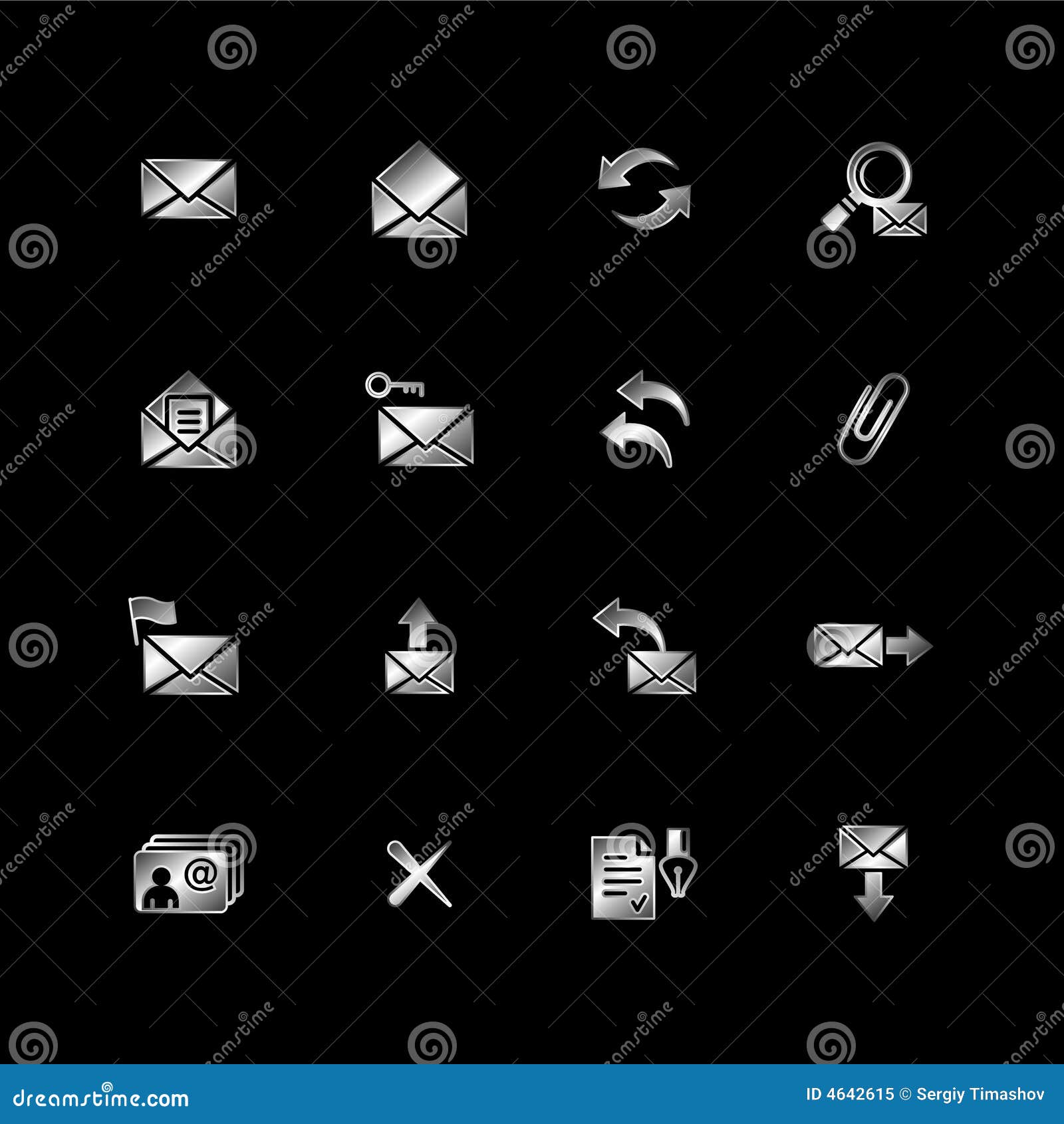 Silver e-mail icons stock vector. Illustration of mail - 4642615