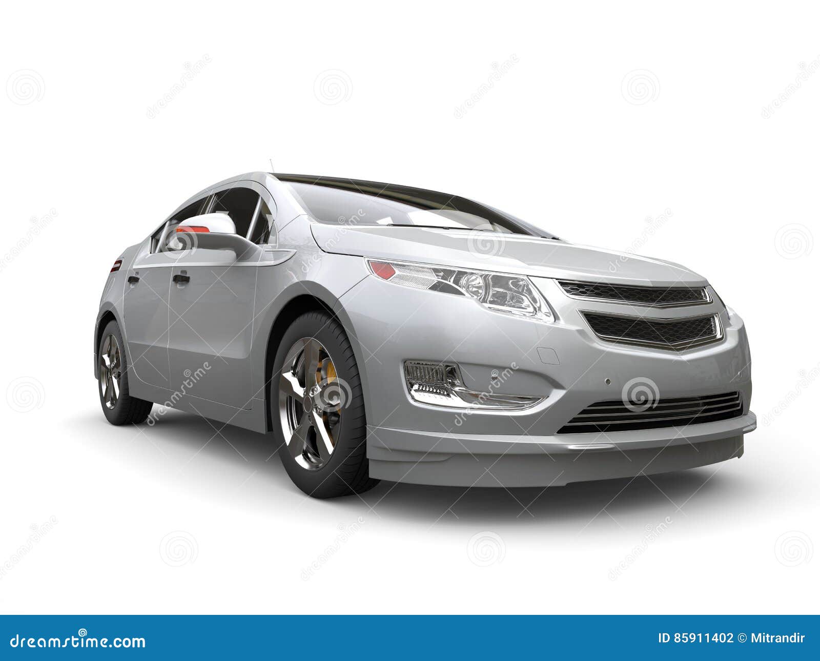 Silver Electric Modern Car - Front View Stock Illustration ...