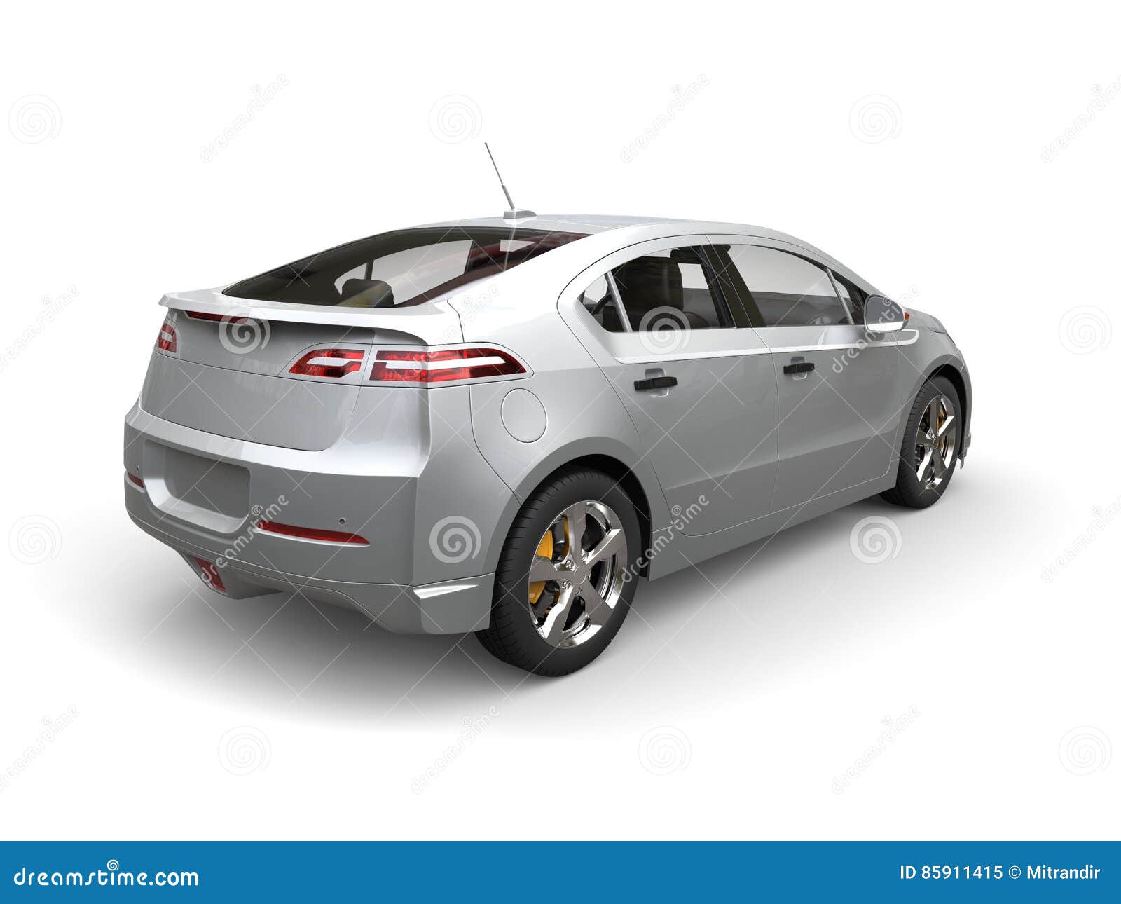 Silver Electric Modern Car - Rear View Stock Illustration ...