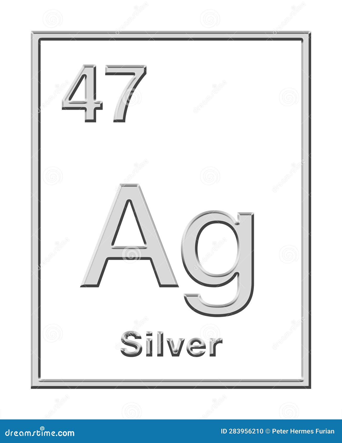 Silver, Chemical Element, Taken from Periodic Table, with Relief Shape ...