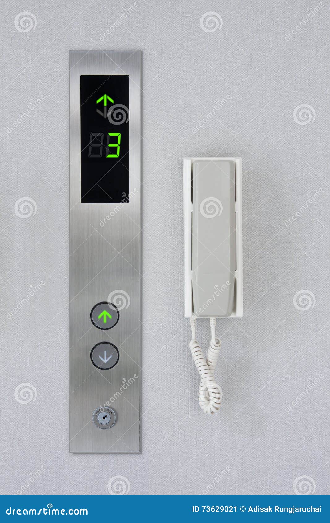 Silver Elevator Button on the Wall Stock Image - Image of concept ...