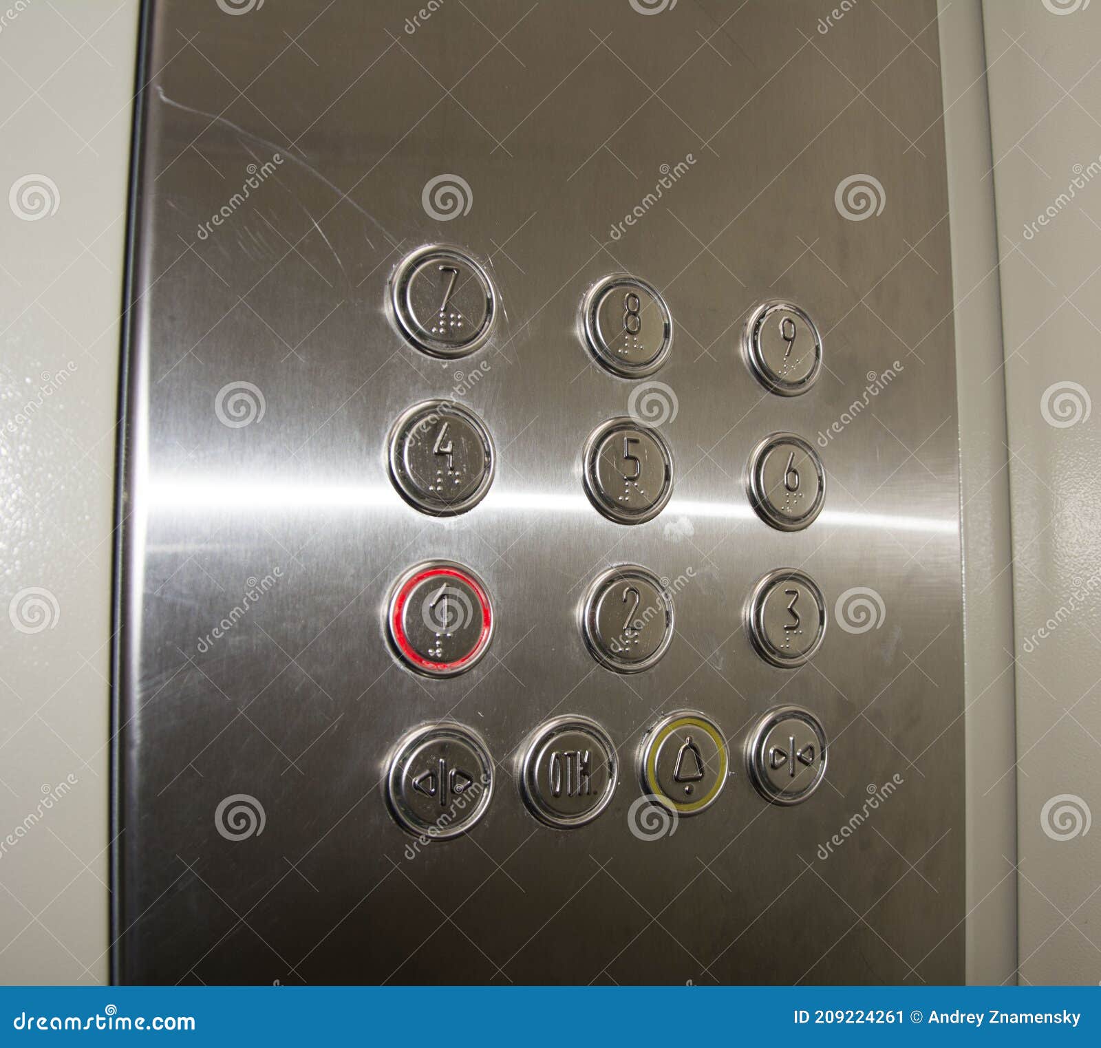 Silver Elevator Buttons from the First To the Ninth Floor Stock Image ...
