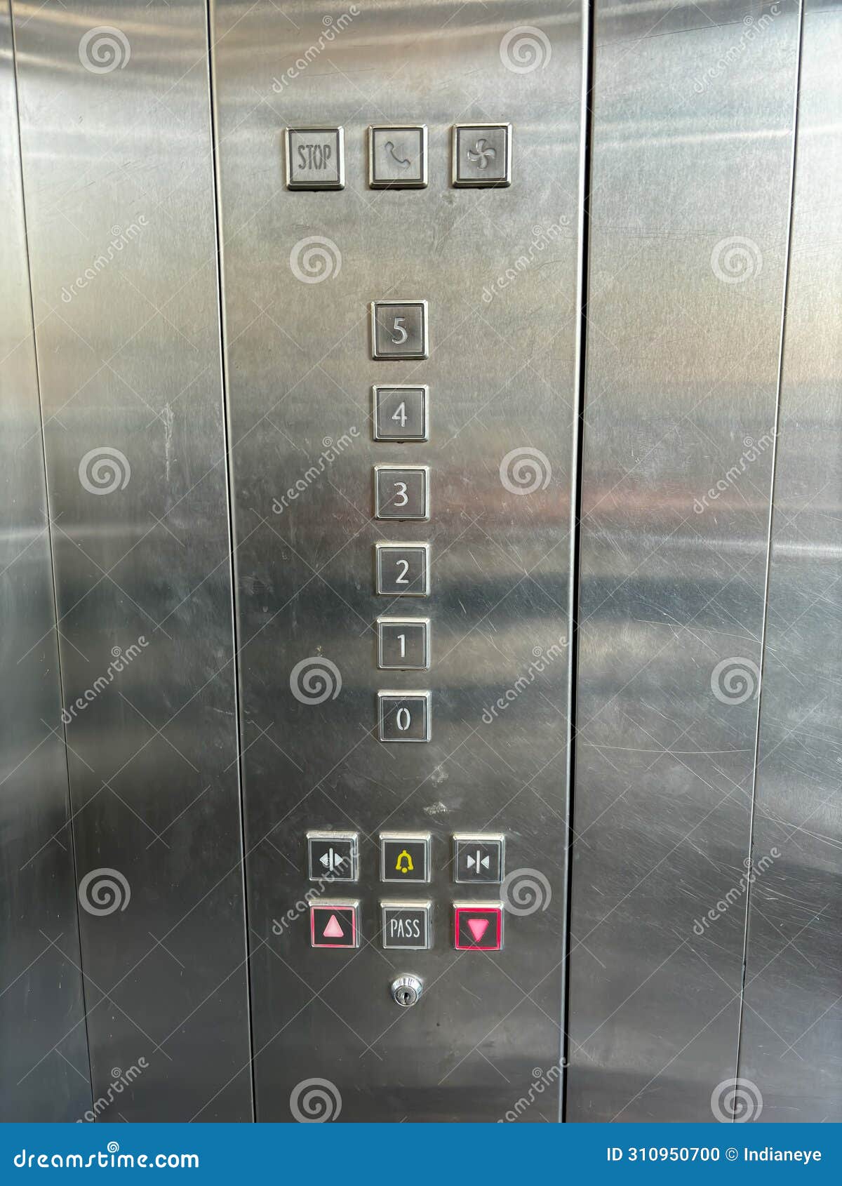 The Silver Elevator Has a Number of Buttons on it Stock Photo - Image ...
