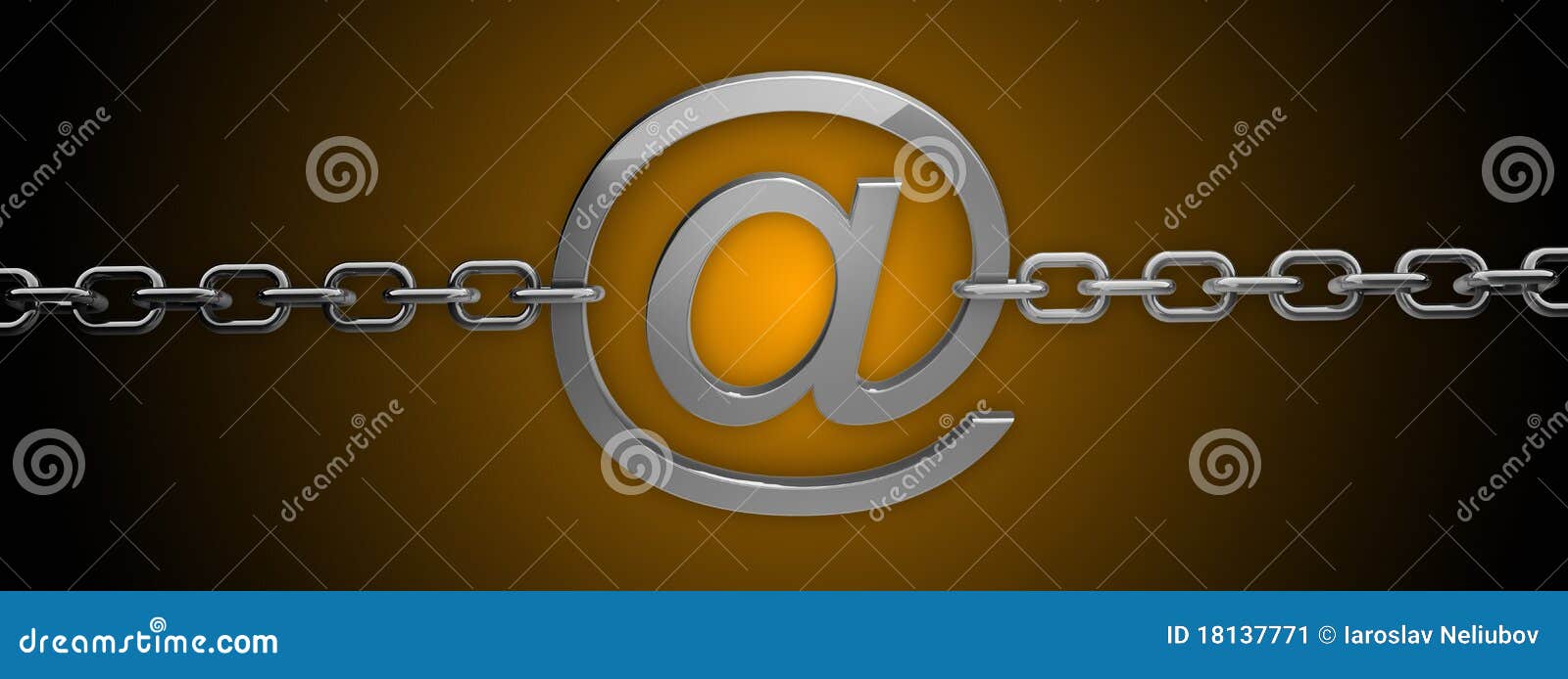Silver Email Symbol with Chain Stock Illustration - Illustration of ...