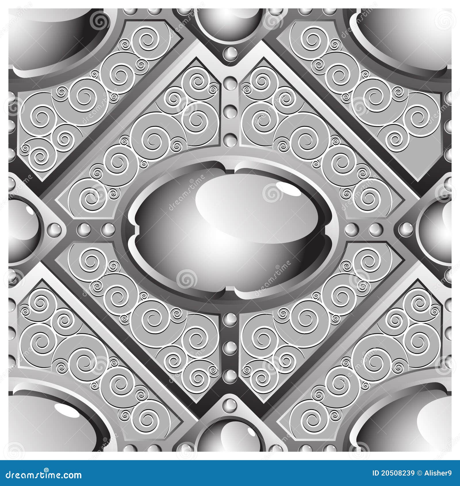 Silver Emboss Bar with Grey Glossy Gems Stock Illustration ...