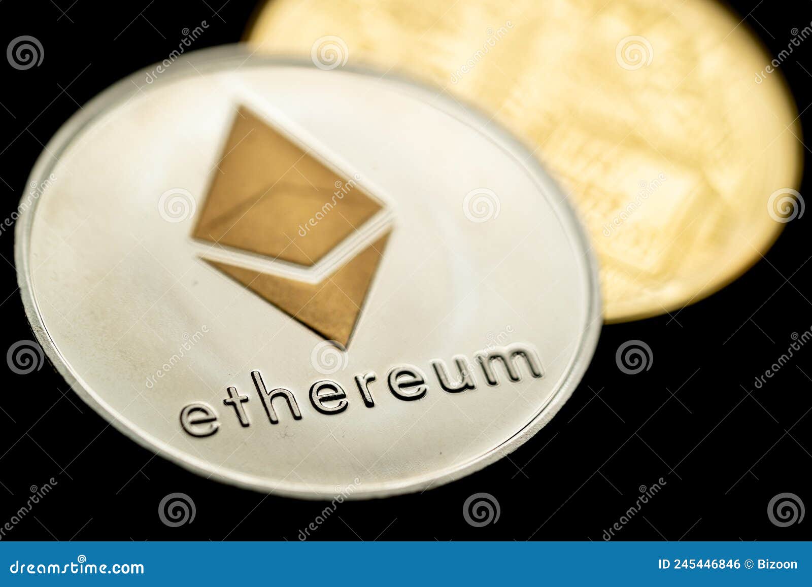 Silver Ethereum Cryptocurrency Coin Stock Photo - Image of coin, future ...