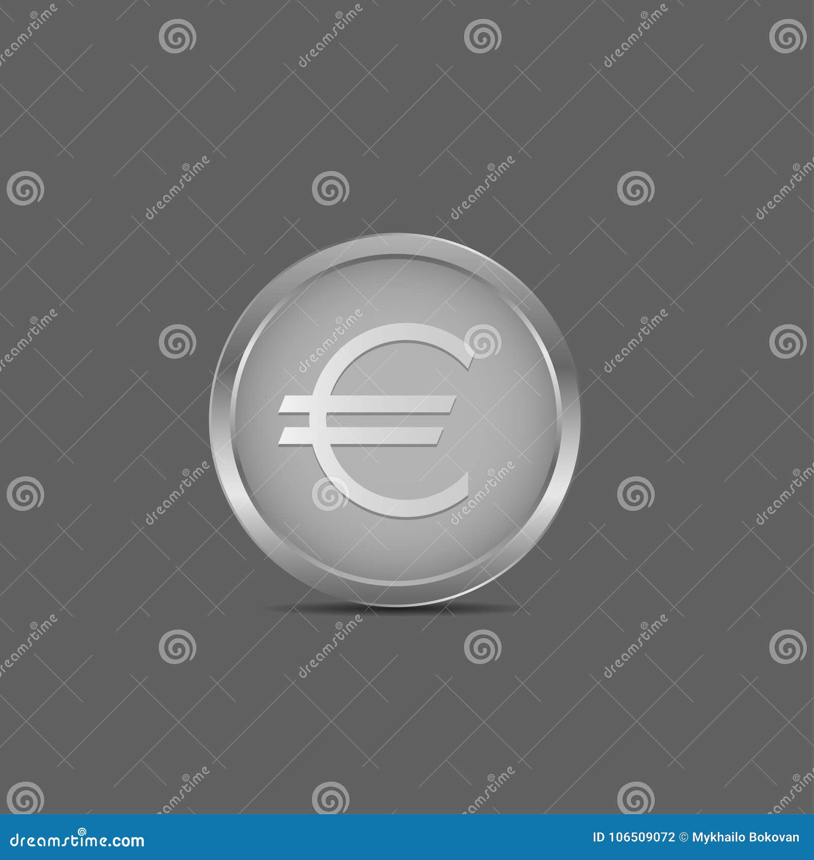 Silver euro coin stock vector. Illustration of success - 106509072