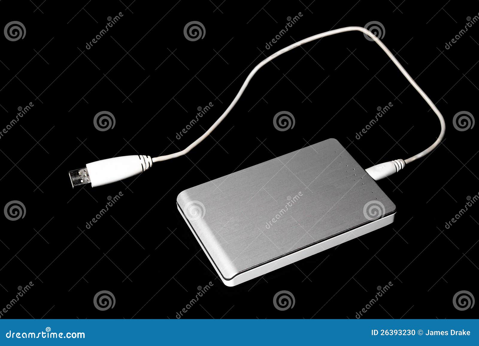 Silver External USB Hard Disk Drive Stock Photo - Image of cord, hard ...