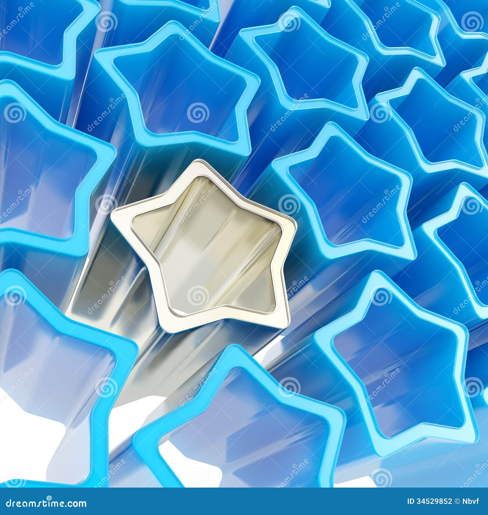 Silver Extruded Star among Blue Ones As Background Stock Illustration ...