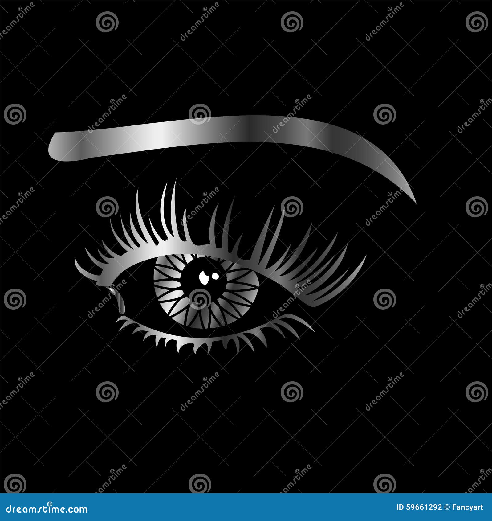 Silver eye with eyebrow stock vector. Illustration of eyesight - 59661292