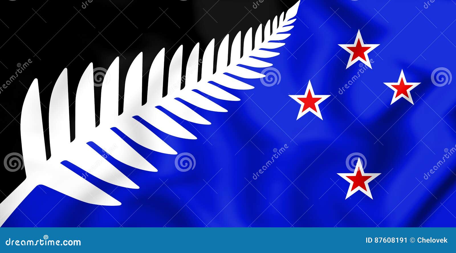 Silver Fern Flag, Flag of New Zealand. Stock Illustration ... Silver Fern Flag, Flag of New Zealand. Stock Illustration ...