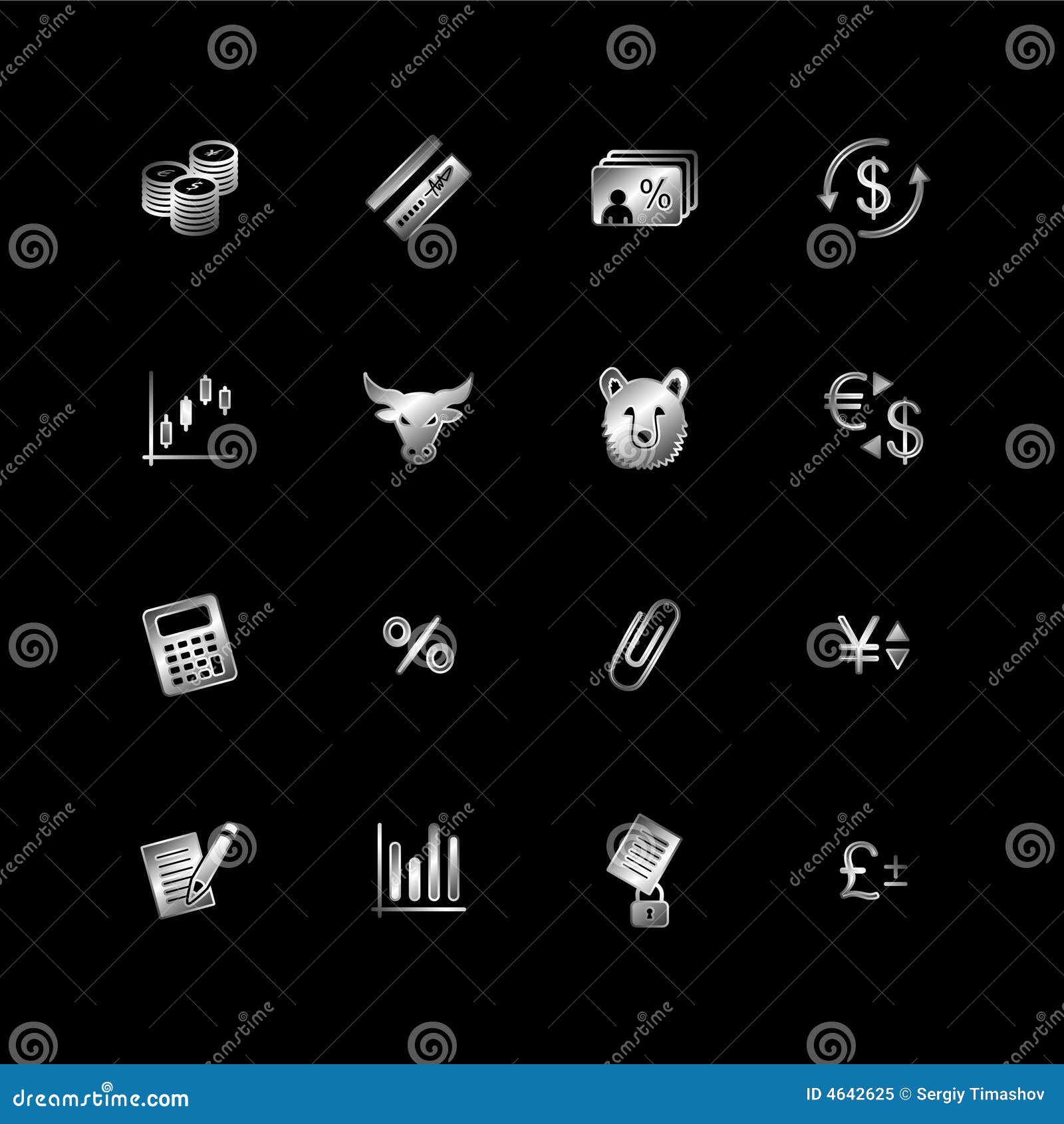 Silver finance icons stock vector. Illustration of document - 4642625