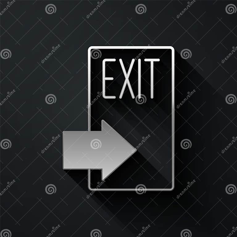 Silver Fire Exit Icon Isolated on Black Background. Fire Emergency Icon ...