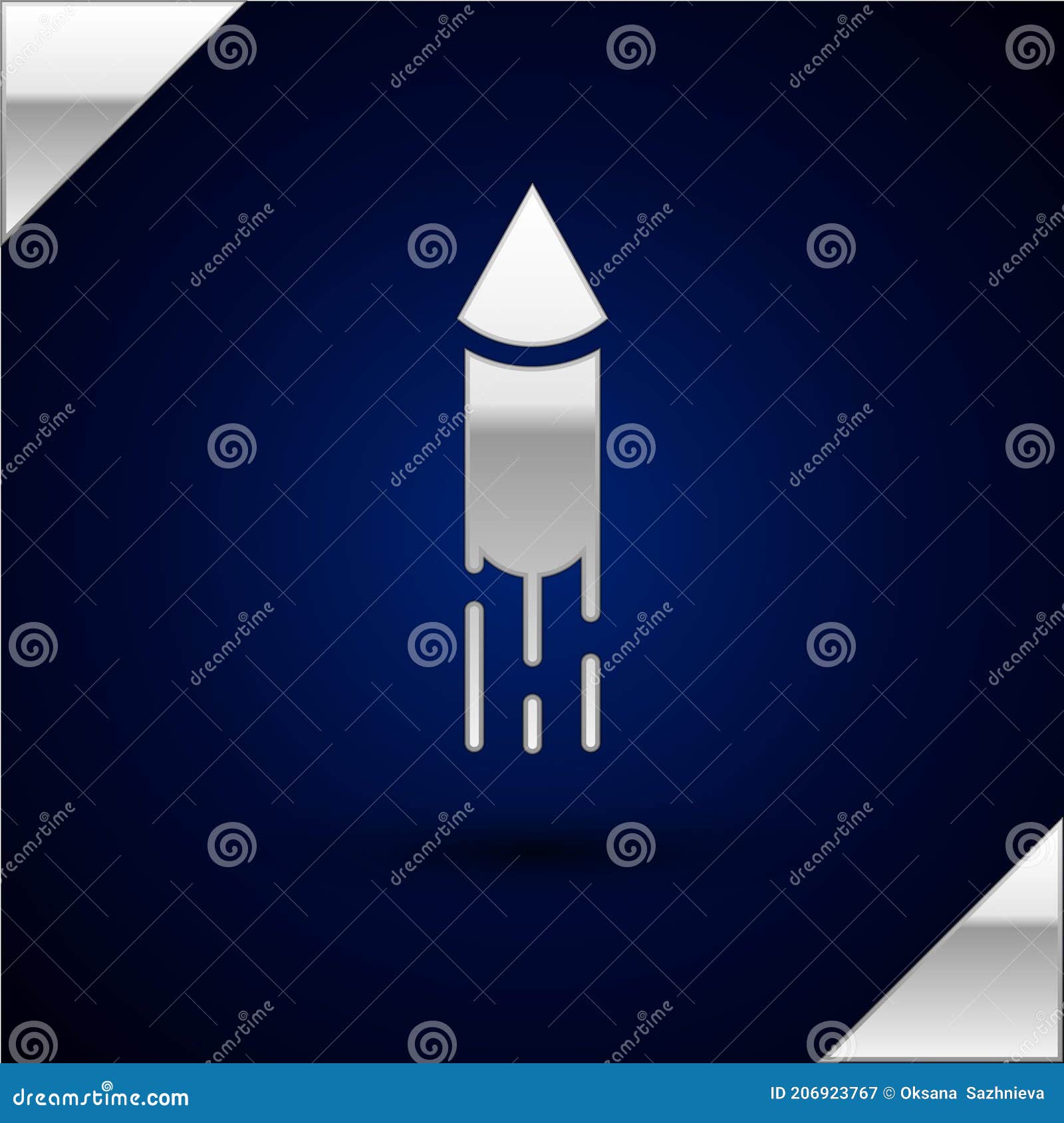 Silver Firework Rocket Icon Isolated on Dark Blue Background. Concept ...