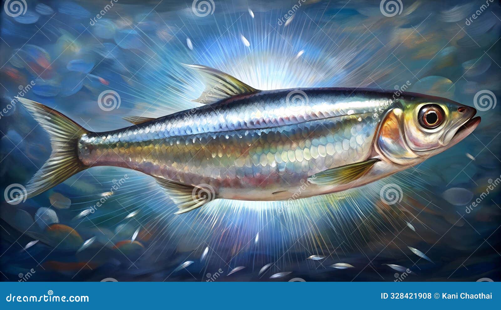 Silver Flash: an Anchovy in Impressionistic Hues AI Generated Stock ...