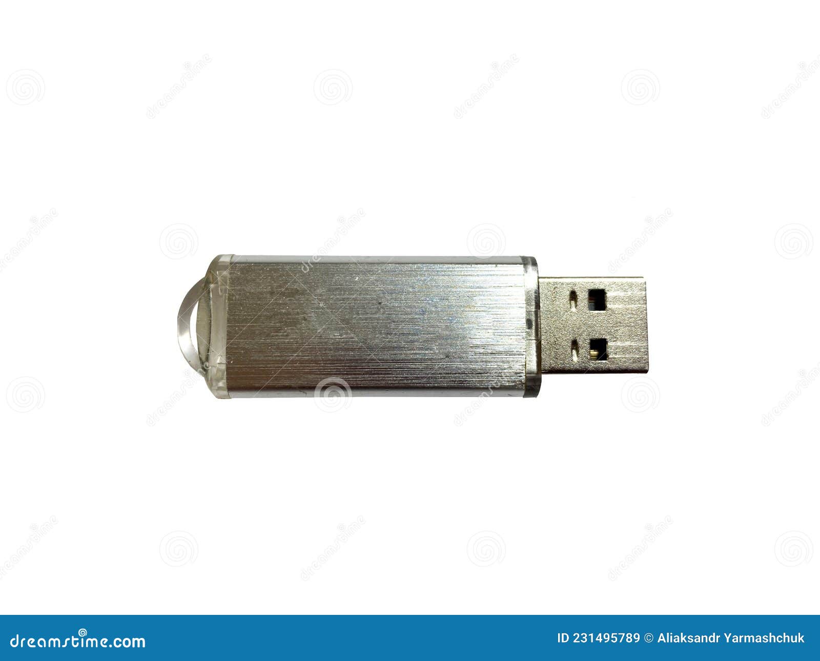 Silver Flash Drive Close-up on a White Isolated Background. a USB Flash ...