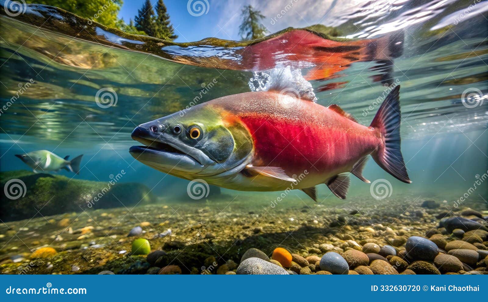 Silver Flash Against The Current: Kokanee Salmon Spawning Upstream In A ...