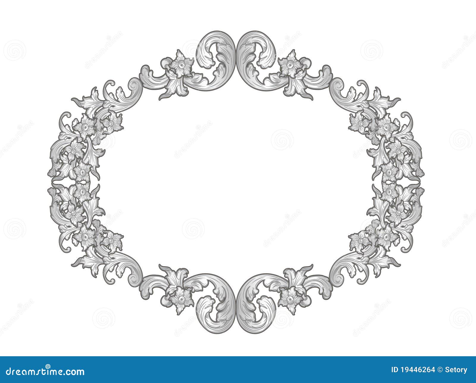 Silver floral frame stock vector. Illustration of fashioned - 19446264