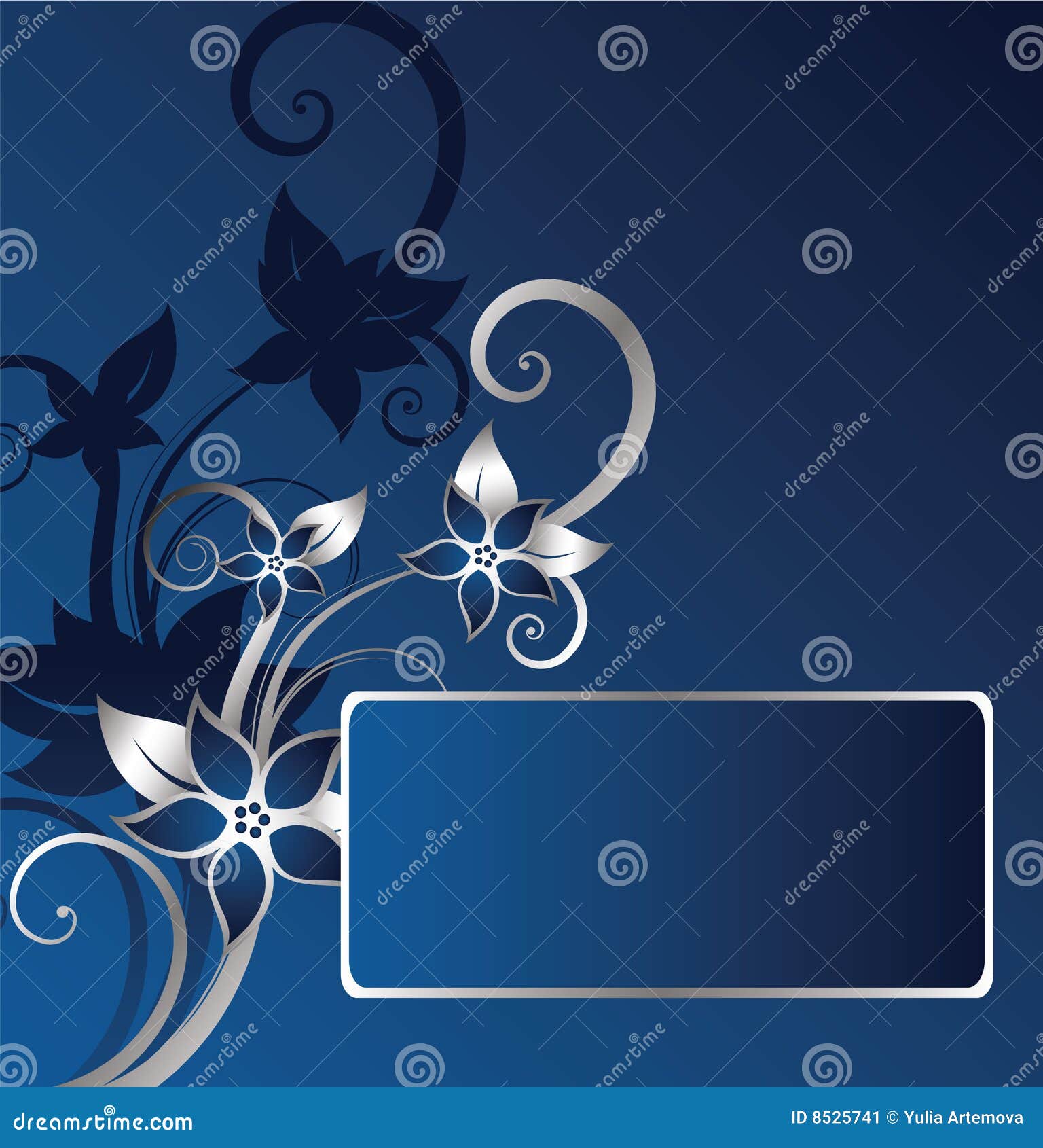 Silver floral frame stock vector. Illustration of royal - 8525741