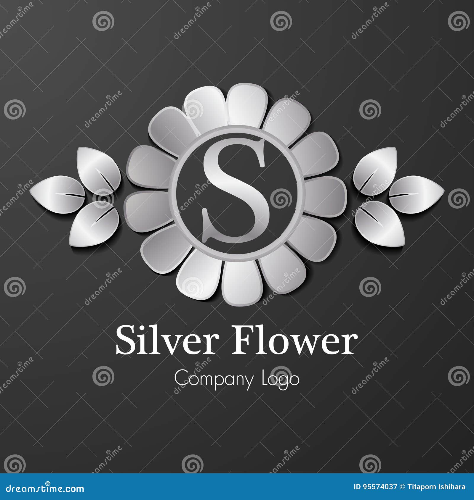 Silver flower logo vector stock vector. Illustration of modern - 95574037