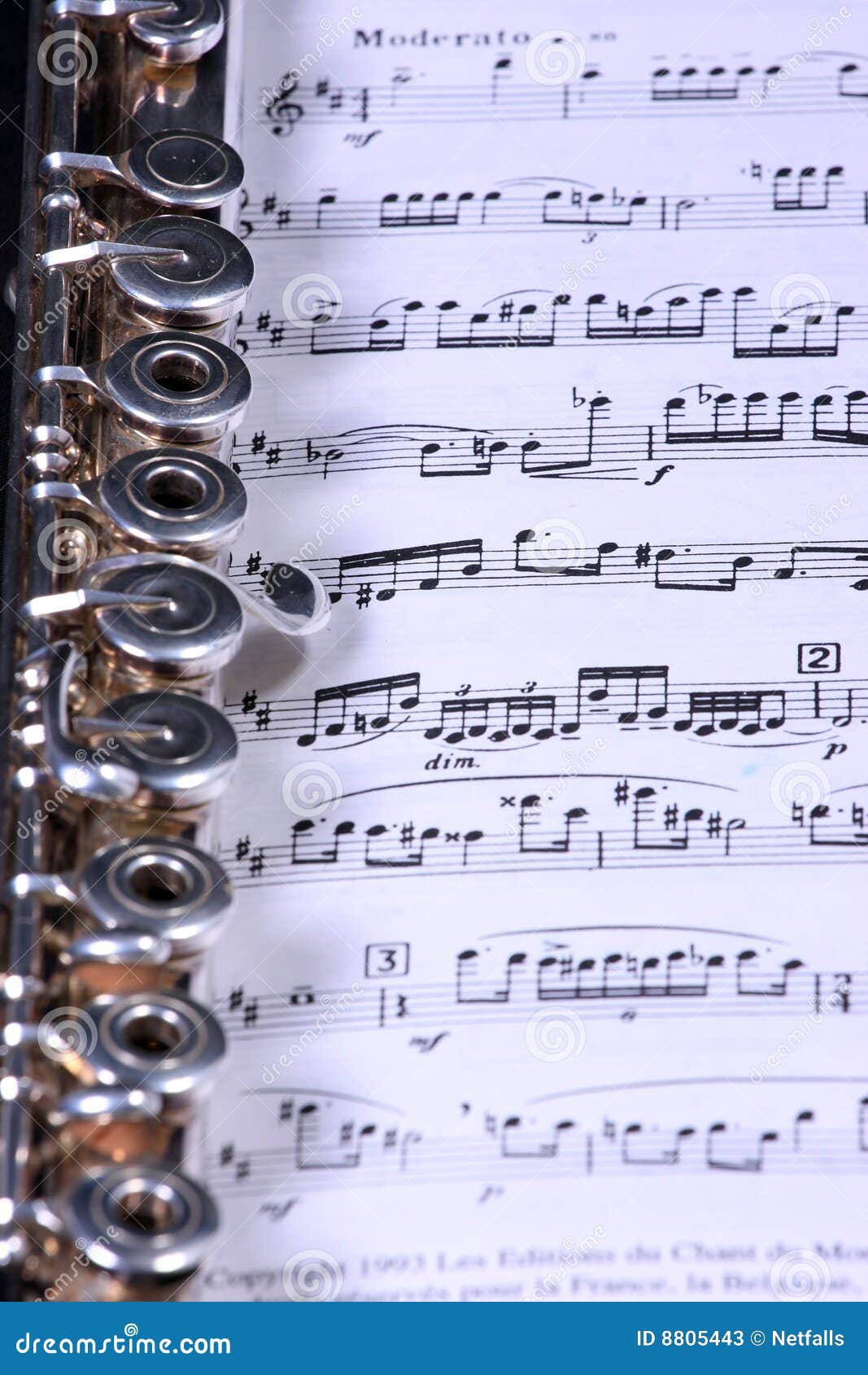 Silver flute instrument stock image. Image of artistic - 8805443