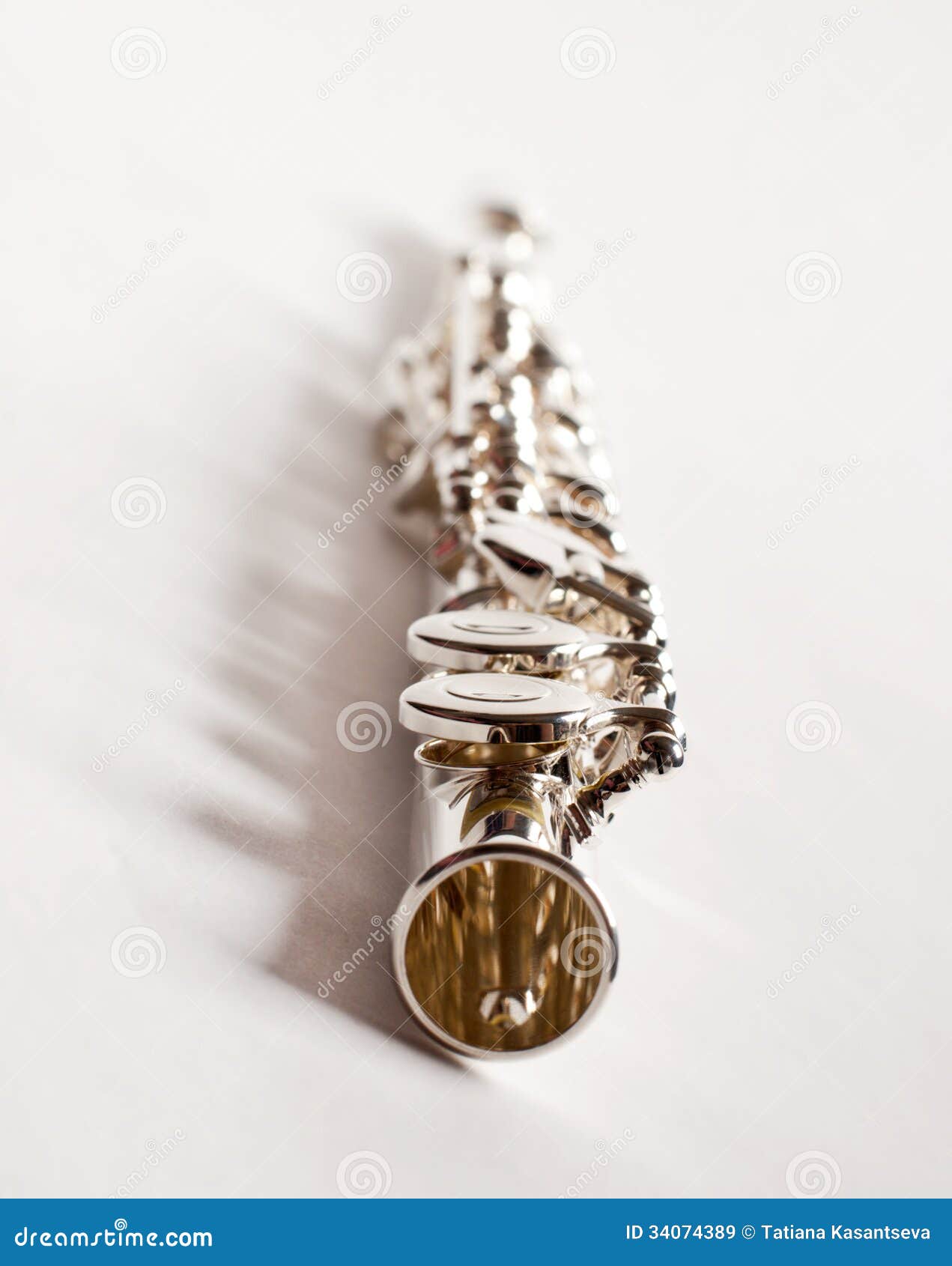 Silver flute instrument stock image. Image of clarinet - 34074389