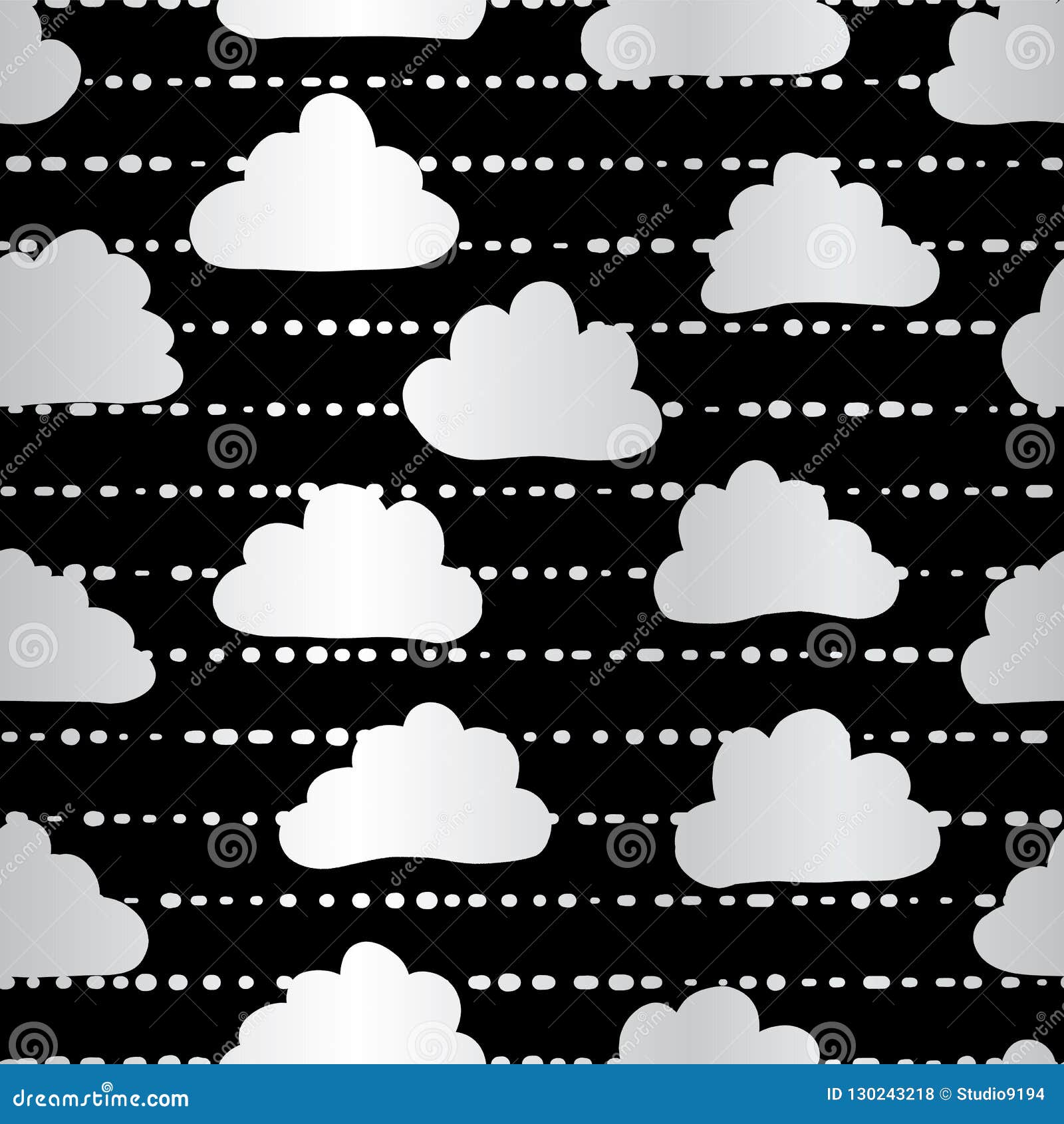 Silver Foil Clouds Sky Seamless Vector Pattern Stock Vector ...