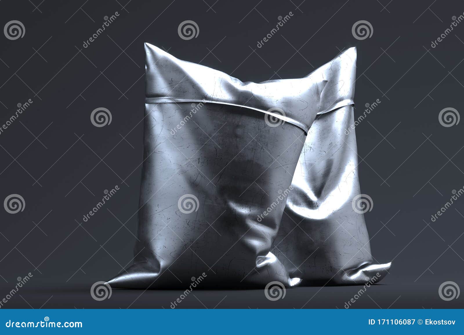 Silver Foil Realistic Packet on Gray Background. Copy Space. Empty ...