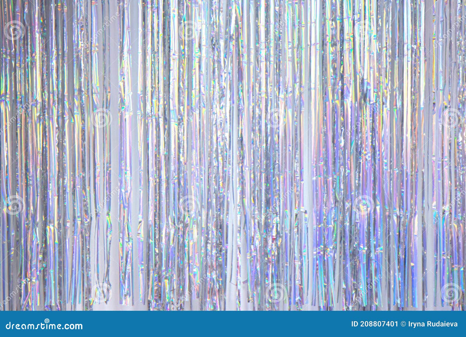 Silver Foil Tinsel Strips. Festive Decoration Background Stock Image ...